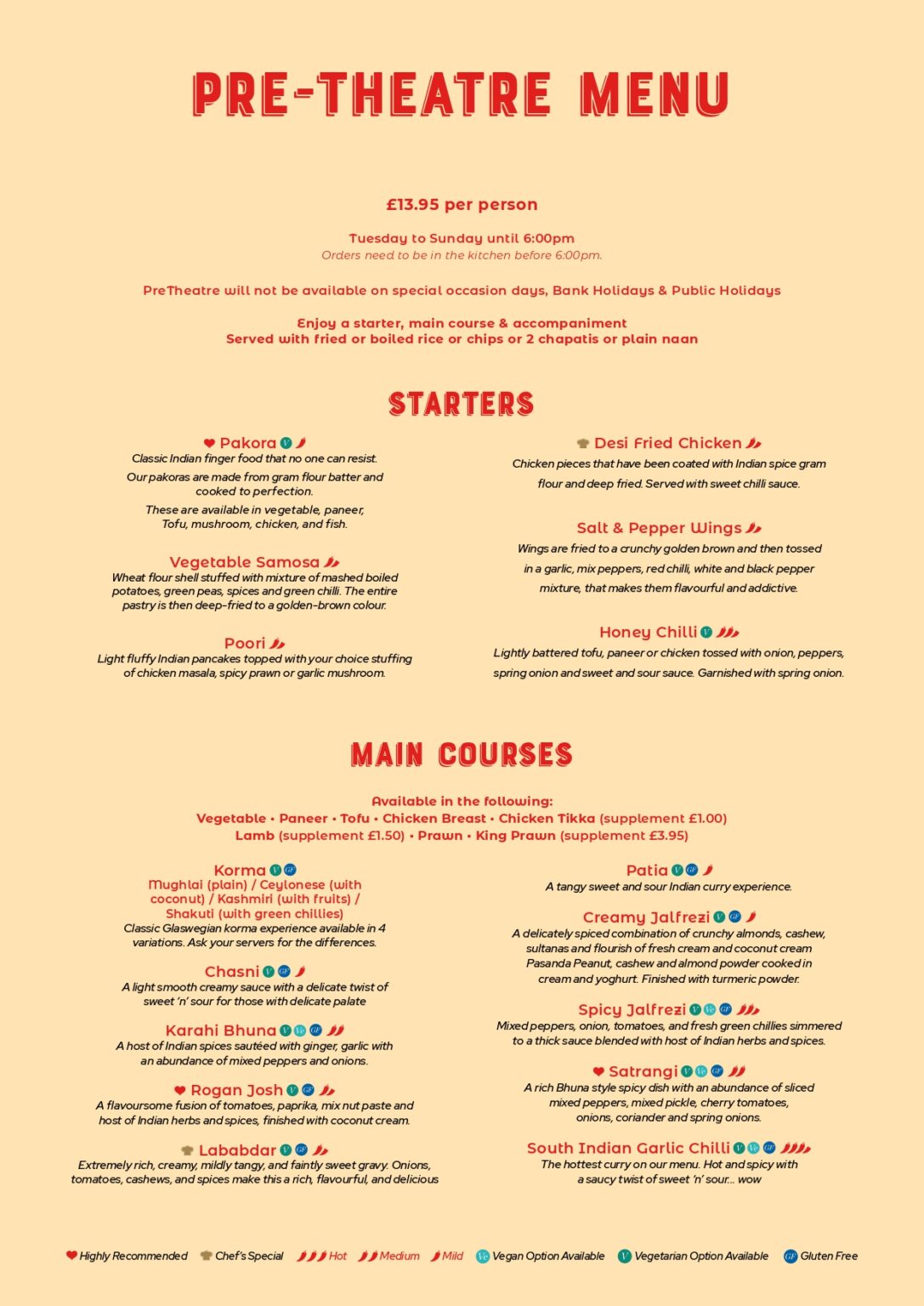 PRE-THEATRE MENU - Ashoka Muirhead